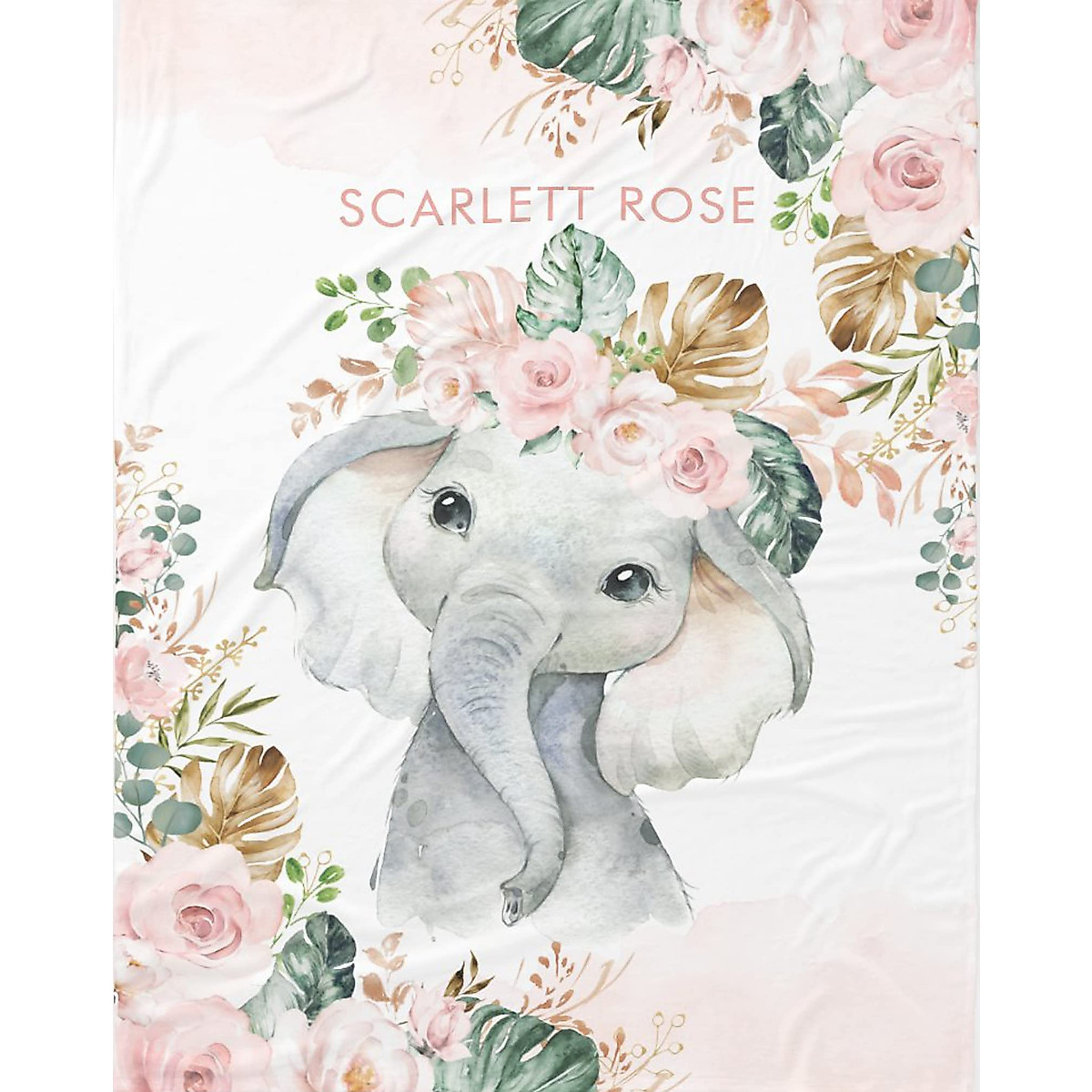 Seamaid Personalized Baby Blankets Personalized Baby Blanket for Girls Elephant Baby Blanket Baby Elephant Decor Custom Baby Blanket for Boys Newborn with Name 30x40IN