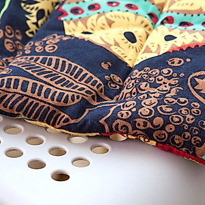 Gardening Spring Exotic Style Thin Dining Chair Pads 16'' x 16'' Cotton Linen Breathable Decorative Cushion (2 Count (1 Pack), Yellow)