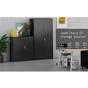 Waqiv Metal Lockable Storage Cabinet with 2 Doors,Tall Garage Tool Cabinets with Adjustable Shelves,71" Steel Filing Storage Locker for Home Office,Garage