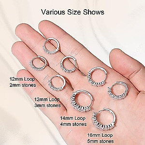 YIMERAIRE Moissanite Earrings, Diamond Hoop Earrings D Color Lab Created Diamond Earrings VVS1 Clarity Brilliant Round Cut 18K White Gold Plated 925 Sterling Silver Huggie Hoop Earrings for Women Men