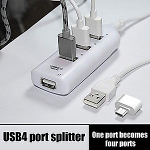 Trusway Portable Mini USB 2.0 Multiport with 4 Port Hub Splitter Adapter Reader Slot Ultra-Slim Compatible with Mobile HDD Mobile MacBook Laptop Black