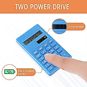 3 Pieces Mini Digital Desktop Calculator with 8-Digit LCD Display Standard Function Electronic Pocket Size Calculator for School, Office and Home, Blue Orange Green