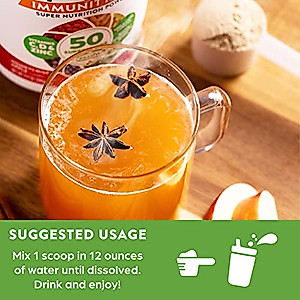 Immune Support, Orgain Organic Superfoods + Immunity Up! Powder, Vegan, Includes Zinc, Apple Cider Vinegar, Vitamin C, D, 1b Probiotics, and Ashwagandha, NonGMO, Plant Based, 9.9 oz, Honeycrisp Apple
