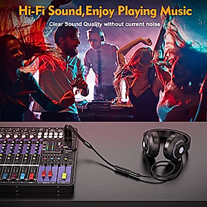 HOSONGIN 1/4 TRS Stereo Jack to Dual 1/4 TS Mono Y-Splitter Insert Cable, Nylon Braided Jacket Gold-Plated Plug Double Shielding Cable, 1 Feet