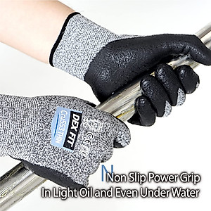 DEX FIT A5 Precision Cut Resistant Gloves Cru553 Thin, Firm Grip, 3D-Comfort Fit, Lightweight & Durable, Touchscreen Compatible for Precision Assembly; Grey L (9) 1 Pair