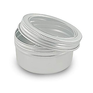 Hulless 4 Ounce Aluminum Cans 120 mL Transparent Top Screw Lid Metal Storage Tins Containers for Storing Spices, Candies, Lip Balm, Candles, 12 Pcs.
