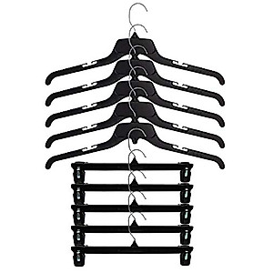 Hangon Combo Set Recycled Plastic Shirt & Pants Hangers, 19 Inch & 14 Inch, Black, 10 Pack