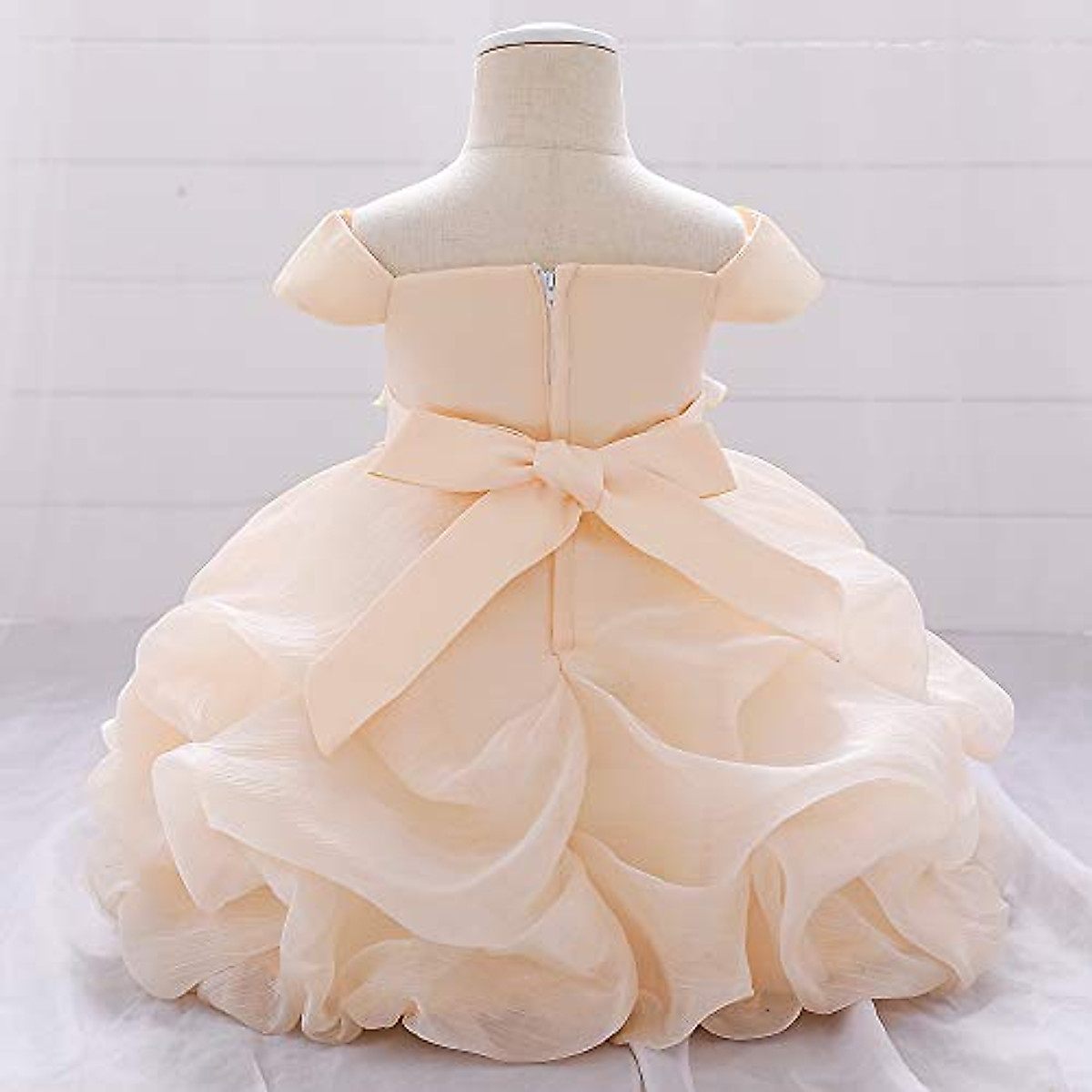 6M-5T Sequins Embroidered Lace Shoulder Off Princess Dress Toddler Baby Girls Wedding Bridesmaid Party Dresses Golden 70