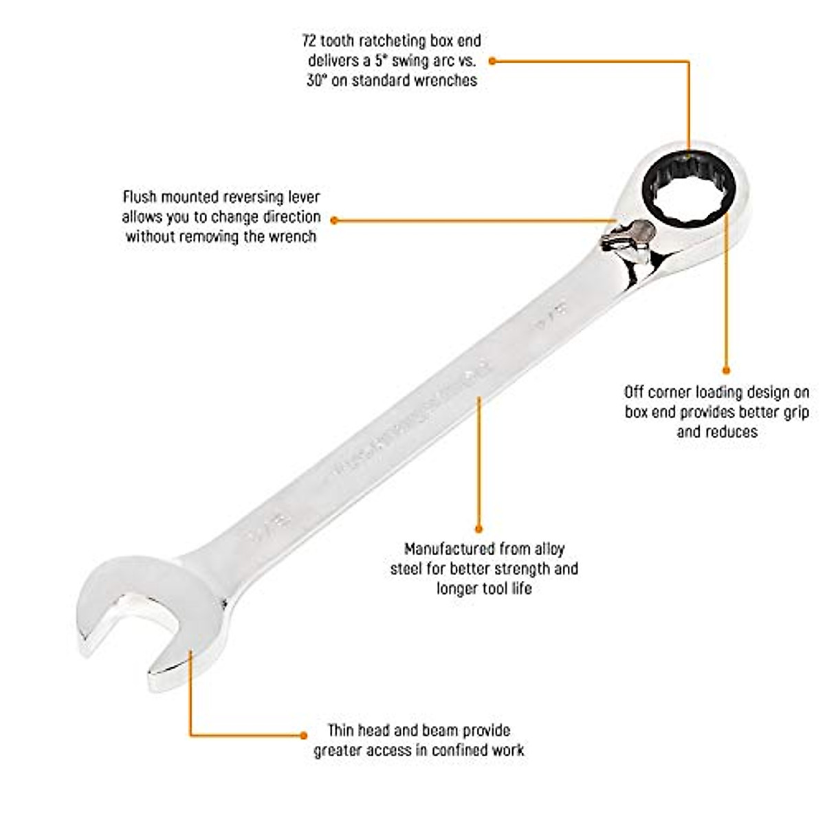 GEARWRENCH 12 Pt. Reversible Ratcheting Combination Wrench, 9/16" - 9529N