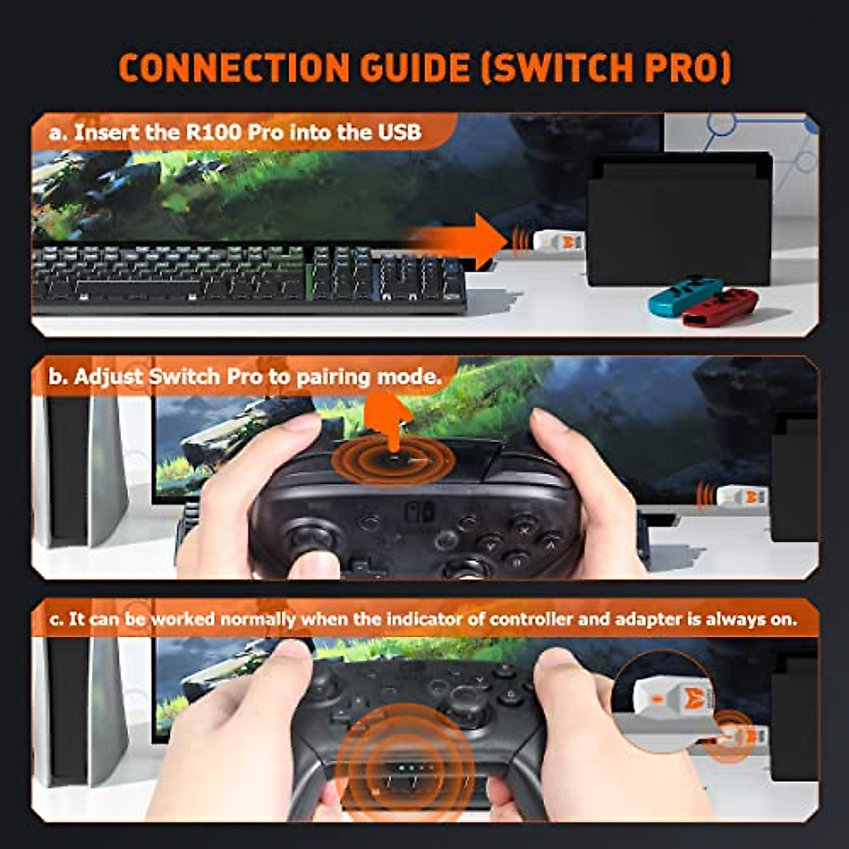 Controller Adapters, BIGBIG WON Wireless Controller Adapter for Xbox Series X|S Controller/Xbox One X|S Controller/Elite Series 2/PS5/PS4/Switch Controller Playing on PS4/Switch/Windows 11&10 PC (1pc)