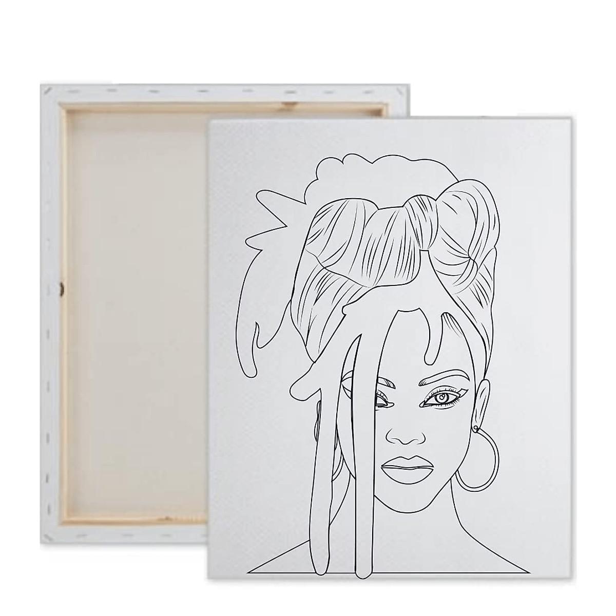 Essenburg Pre Drawn Canvas Rhianna Paint Kit | Adult & Teen Sip and Paint Party Favor | DIY Date Night Couple Activity (S 8X10 & 12 COLORS OF PAINT)