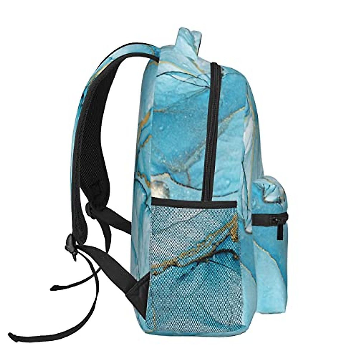BoeHiop Teal Turquoise Marble Alcohol Ink Lightweight Laptop Backpack for Women Men College Bookbag Casual Daypack Travel Bag