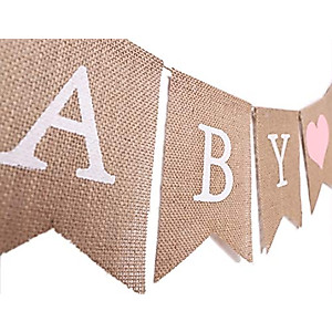 Sweet Baby Girl Burlap Banner - Sweet Baby Boy Shower Decorations, Rustic Baby Shower Decorations, Photo Decoration Props (Sweet Baby Girl Pink)