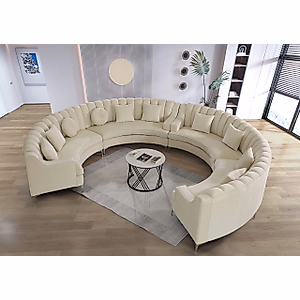 Legend Vansen Velvet Curved Sofa Sectional, Cream