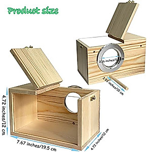 MUYG Transparent Parakeet Nesting Box,Wooden Parrot Nest Breeding Box with Perch Natural Bird House for Cage Suitable for Lovebirds Cockatiels Canaries