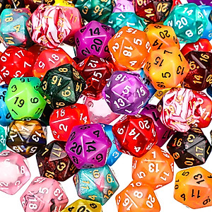 100 Pieces Polyhedral Dice Set with Black Pouch Polyhedral Dice Compatible with RPG MTG Table Games Multi Colored Assortment (20 Sided)