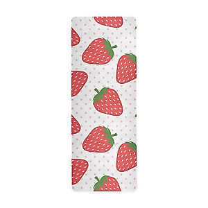 Qilmy Strawberry Yoga Mat Non-Slip Foldable Sweat Absorbent Travel Yoga Mat with Carrying Bag for Yoga, Pilates, Exercise, Workout, Bikram and Hot Yoga 71 x 26 Inch
