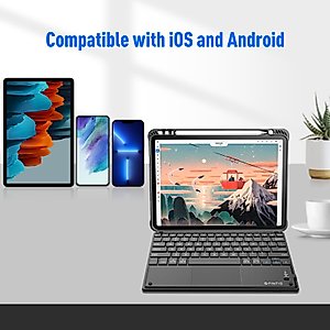 Fintie Ultrathin 4mm Wireless Bluetooth Keyboard with Built-in Multi-Touch Touchpad for iPad, iPhone, Samsung Galaxy, Nexus, Microsoft Surface, HP and Other Bluetooth Devices [Retail Packaging]