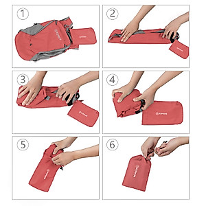 ZOMAKE Ultra Lightweight Packable Backpack 18L, Small Foldable Hiking Backpacks Water Resistant Folding Daypack for Travel(Red)