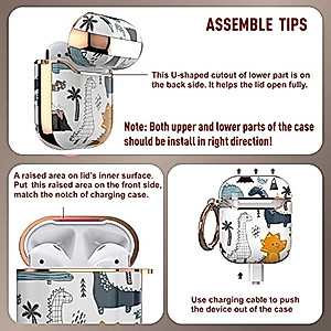 wenew Protective Airpods Case Cover Designed for Apple Airpods 2 & 1, Cute Fadeless Patterns Shockproof Hard Case Cover with Portable Keychain Clip for Girls Kids Women Men