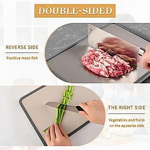 Cutting Board Double Sided,Stainless Steel Cutting Board for Kitchen, Food-Grade, Stainless Steel and Wheat Straw PP, Easy to Clean Large Cutting Board