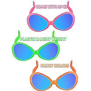 CiviLight 3 Pairs Jumbo Sunglasses Novetly Giant Sunglasses Swim Party Favors Halloween Novelty Glasses for Summer Beach (Orange Pink Green), OVER SIZE