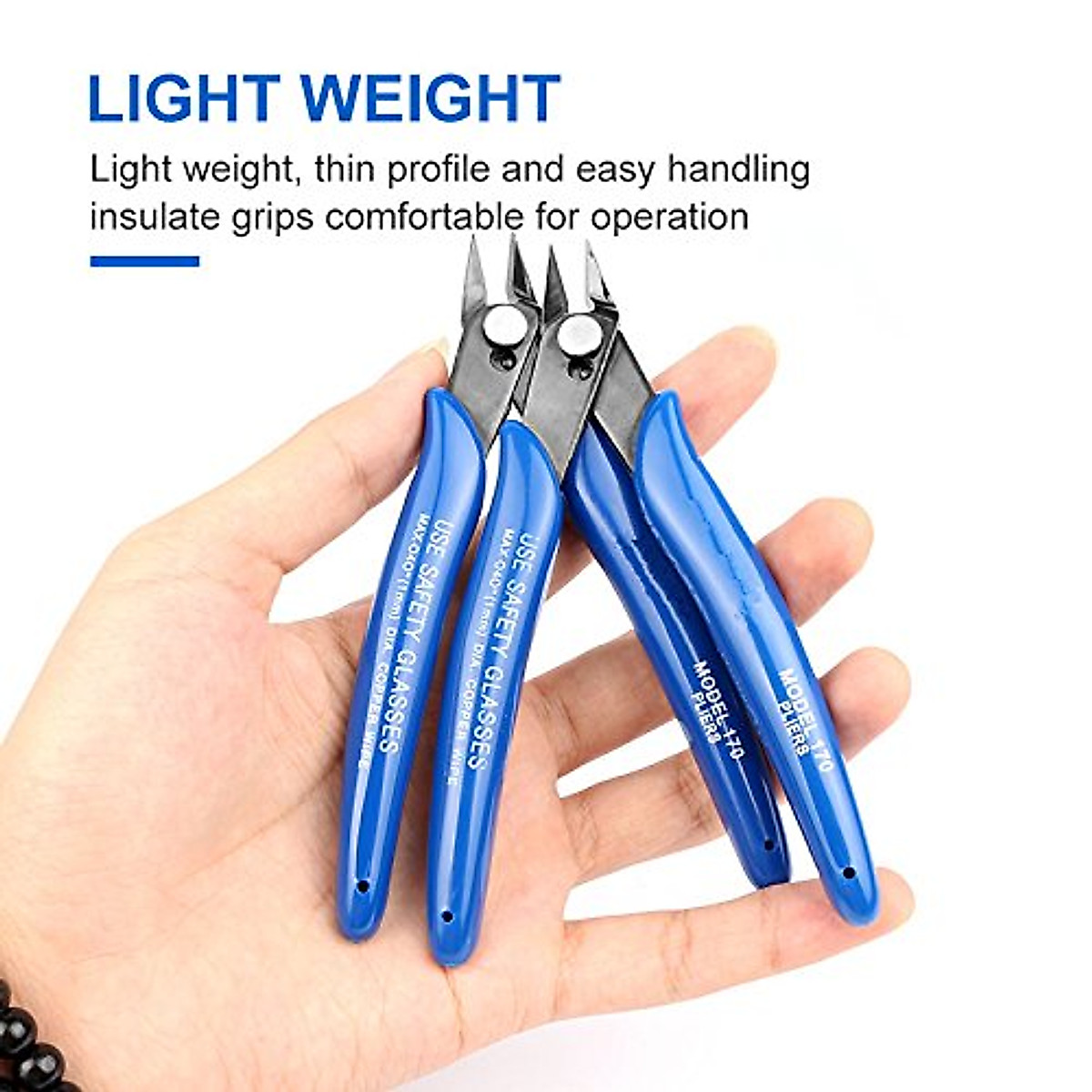 KAHIOE 5Pcs/PACK 170 Flush Cutter Internal Spring Cutting Pliers Small wire cutters
