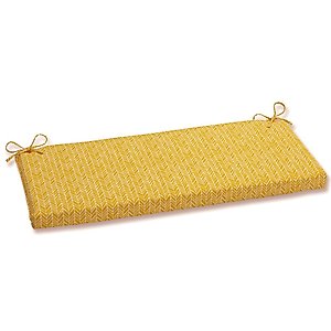 Pillow Perfect Outdoor/Indoor Herringbone Egg Yolk Bench/Swing Cushion, 1 Count (Pack of 1), Yellow