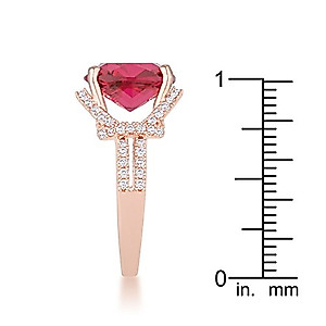 6.2ct Ruby CZ Rose Gold Plated Classic Cocktail Ring Ring Size 10