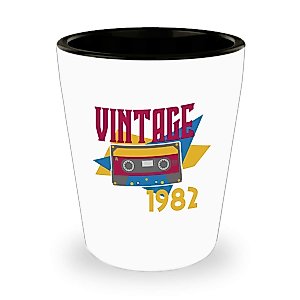 80s Birthday Shot Glass, Funny Gift for 80s Birthday - Vintage 1982 Retro, Birthday Party, Party, Pop Culture Ceramic Cup Novelty Gifts