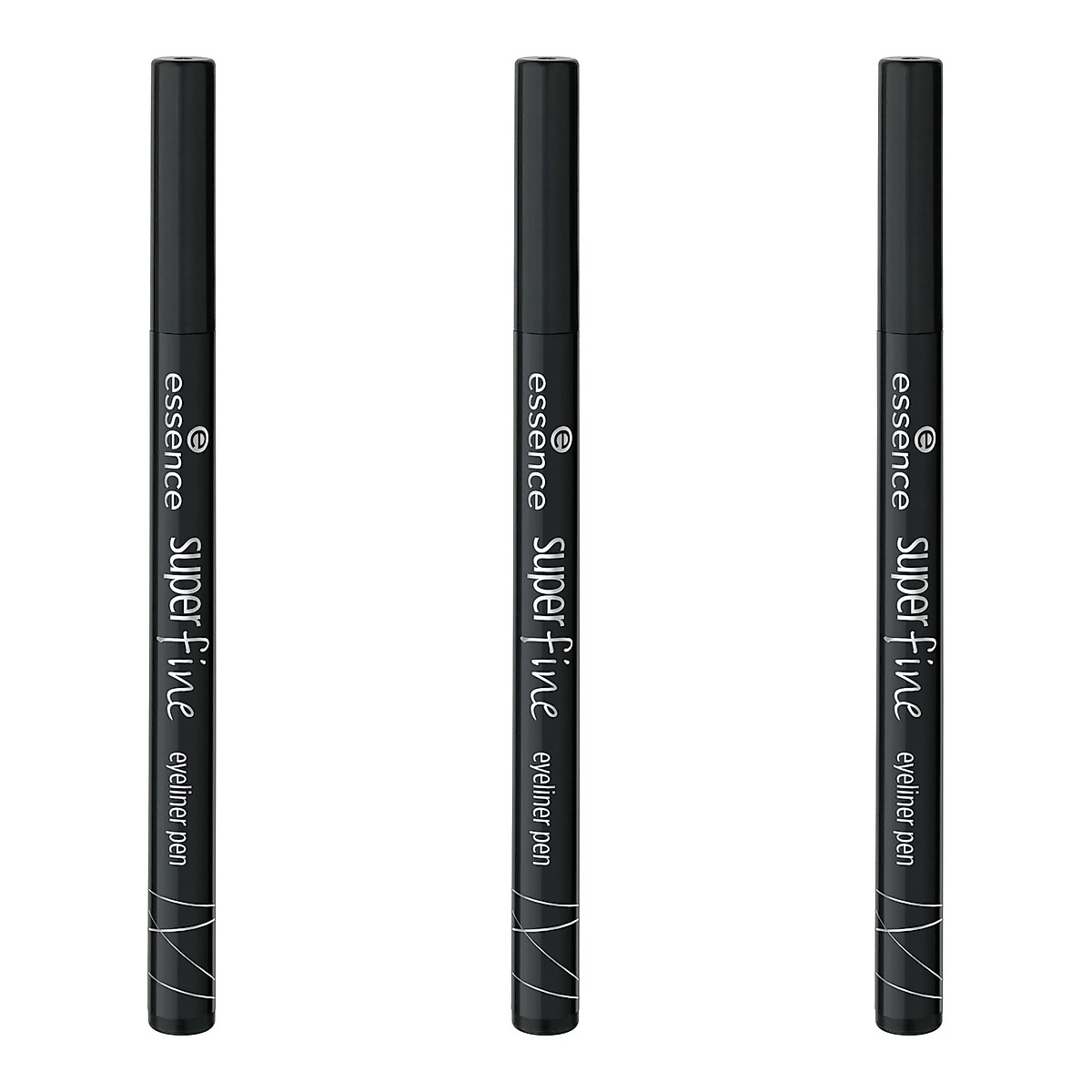 essence | 3-Pack Black Superfine Eyeliner Pen | Long Lasting Liquid Formula with Felt Tip Applicator | Vegan & Cruelty Free