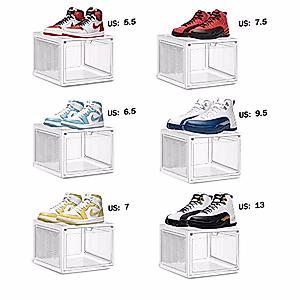 Shoe Boxes Shoe Containers Shoe Organizer for Closet, Shoe Storage Boxes Clear Shoe Boxes Stackable Large Shoe Storage Boxes with Hard Plastic Shoe Boxes Stackable, Clear Shoe Box As your boot & Shoe Boxes Drop Front Shoe Box 12 Pack (WAW12)