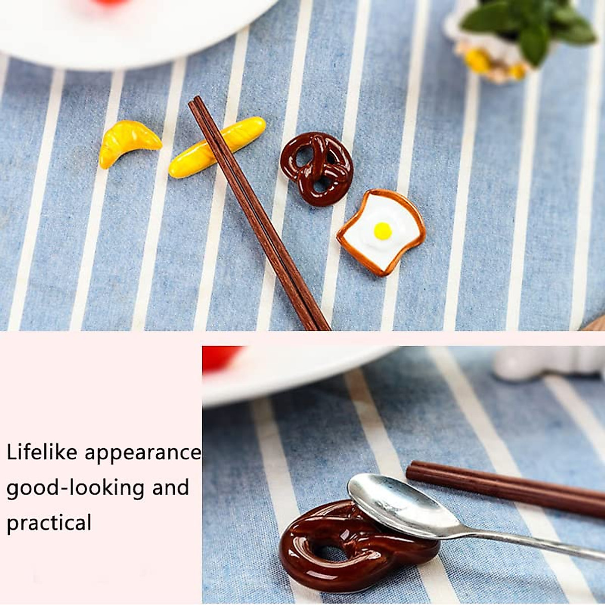 JCYUANI 4Pcs Chopstick Holder Ceramics Chopstick Rest Bread Shape Chopsticks Stand Home Accessories Dinner Server