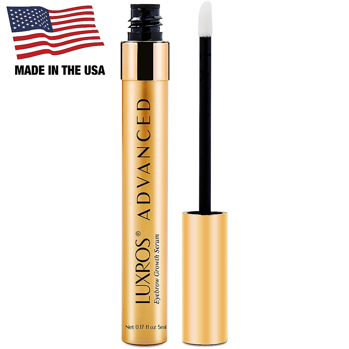 LUXROS Advanced Eyebrow Growth Serum: USA Made Eyebrow Serum for Strong Full Thick Eyebrows - See Results as Soon as 4 Weeks to 60 Days (5 ml)