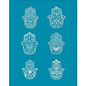 OLYCRAFT 4x5 Inch Hamsa Hand Clay Stencils Hand Silk Stencil Non-Adhesive Silk Screen Stencil Eye Clay Silk Screen Reusable Mesh Transfer for Polymer Clay Jewelry Earring Making