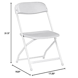 COSCO ZOWN Commercial 300 lb. Use Rate Heavy Duty, Injection Mold Banquet Folding Chair with Comfortable Contoured Back, White, 8 Pack