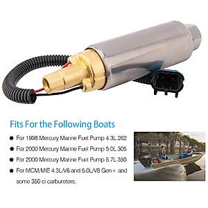 861155A3 Electric Fuel Pump For Mercury Mercruiser Marine Boat 4.3L 5.0L 5.7L V6 V8 Replaces Part# 861155A3 861155-2 18-8868 Low Pressure Fuel Pump