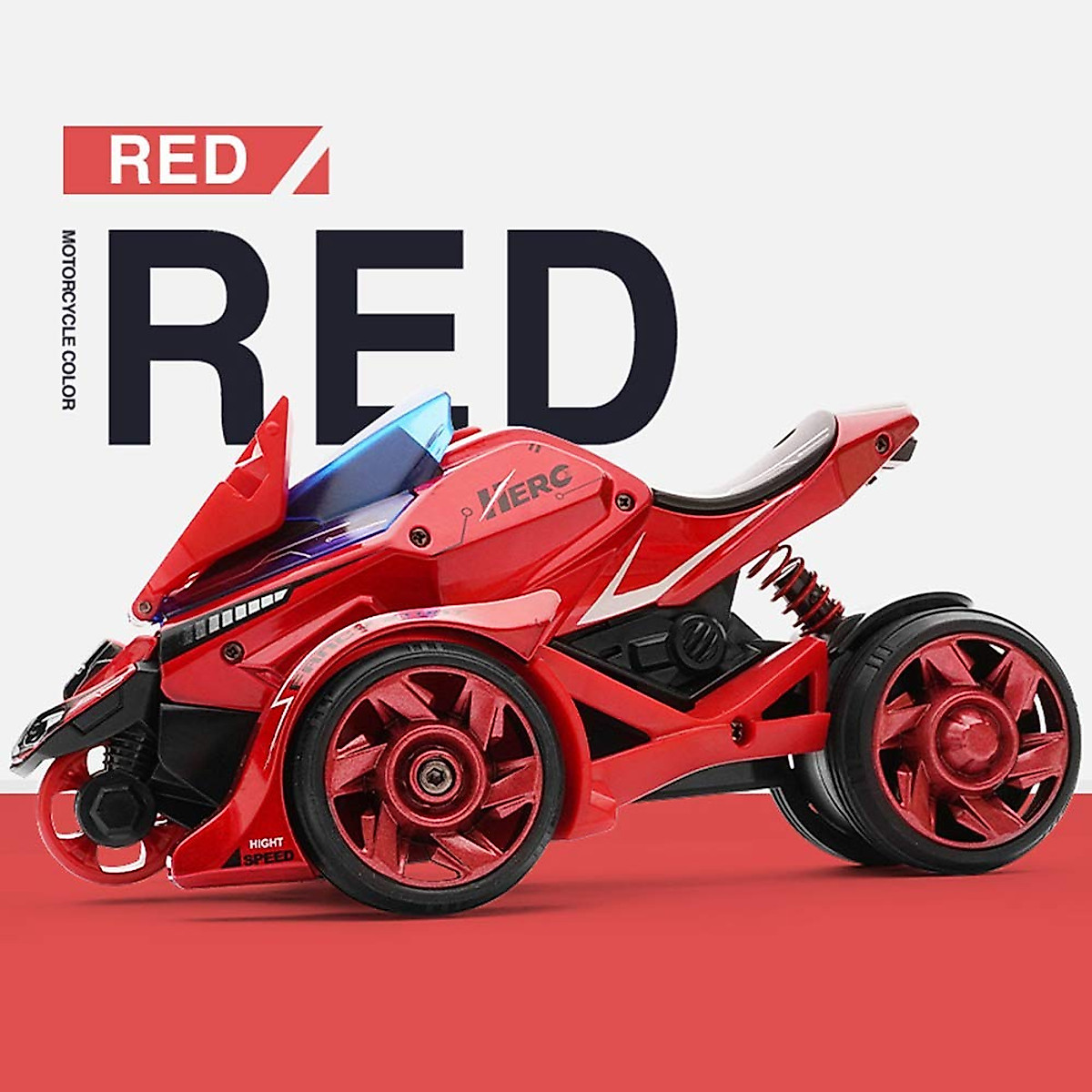 Gilumza Pull Back Motorcycle Toys, Motorcycles Launcher Toy with Music Lighting, 2 in 1 Catapult Race Trinity Chariot Gift for Boys Kids (Red&Black)