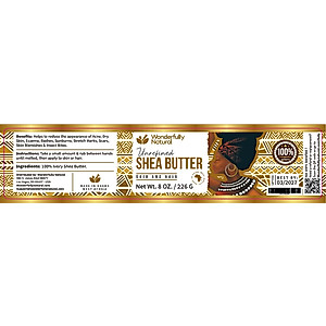 Wonderfully Natural Unrefined Shea Butter - African Organic Ivory & Raw – 8 OZ