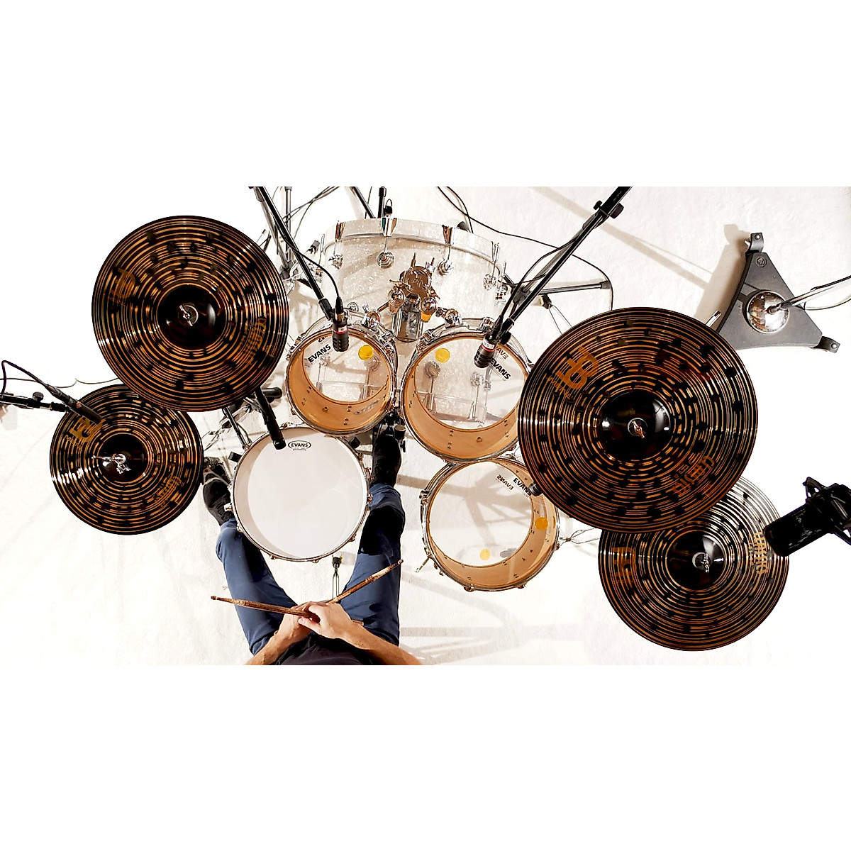 Meinl Cymbal Set Box Pack with 14” Hihats, 20” Ride, 16” Crash, Plus a FREE 18” Crash – Classics Custom Dark – Made In Germany, TWO-YEAR WARRANY (CCD460+18)