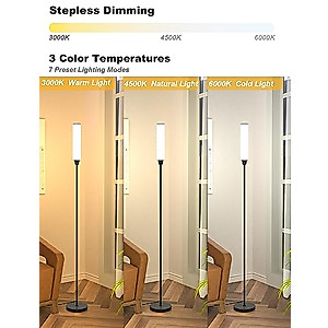 Floor Lamps for Living Room, Upgrade Moder Floor Lamp with Remote Control, Full Range Dimming Minimalist Standing Lamp Perfect for Living Room, Bedrooms and Office (Black)