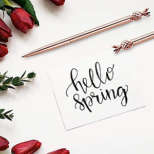 ZZTX 3 PCS Rose Gold Ballpoint Pens Metal Pen Bling Topped with Pineapple with Refills Black Ink Office Supplies Gift Pens For Christmas Wedding Birthday