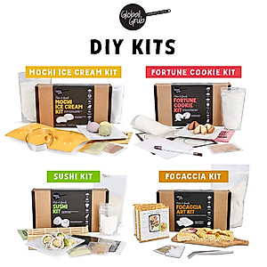 Global Grub DIY Sushi Making Kit - Sushi Kit Includes Sushi Rice, Nori Sushi Seaweed, Rice Vinegar Powder, Sesame Seeds, Wasabi Powder, Bamboo Sushi Rolling Mat, Instructions, Makes 48 Pieces