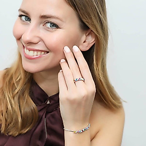 BERRICLE Sterling Silver Cluster Multi Color Cubic Zirconia CZ Stackable Fashion Anniversary Band for Women, Rhodium Plated Size 6