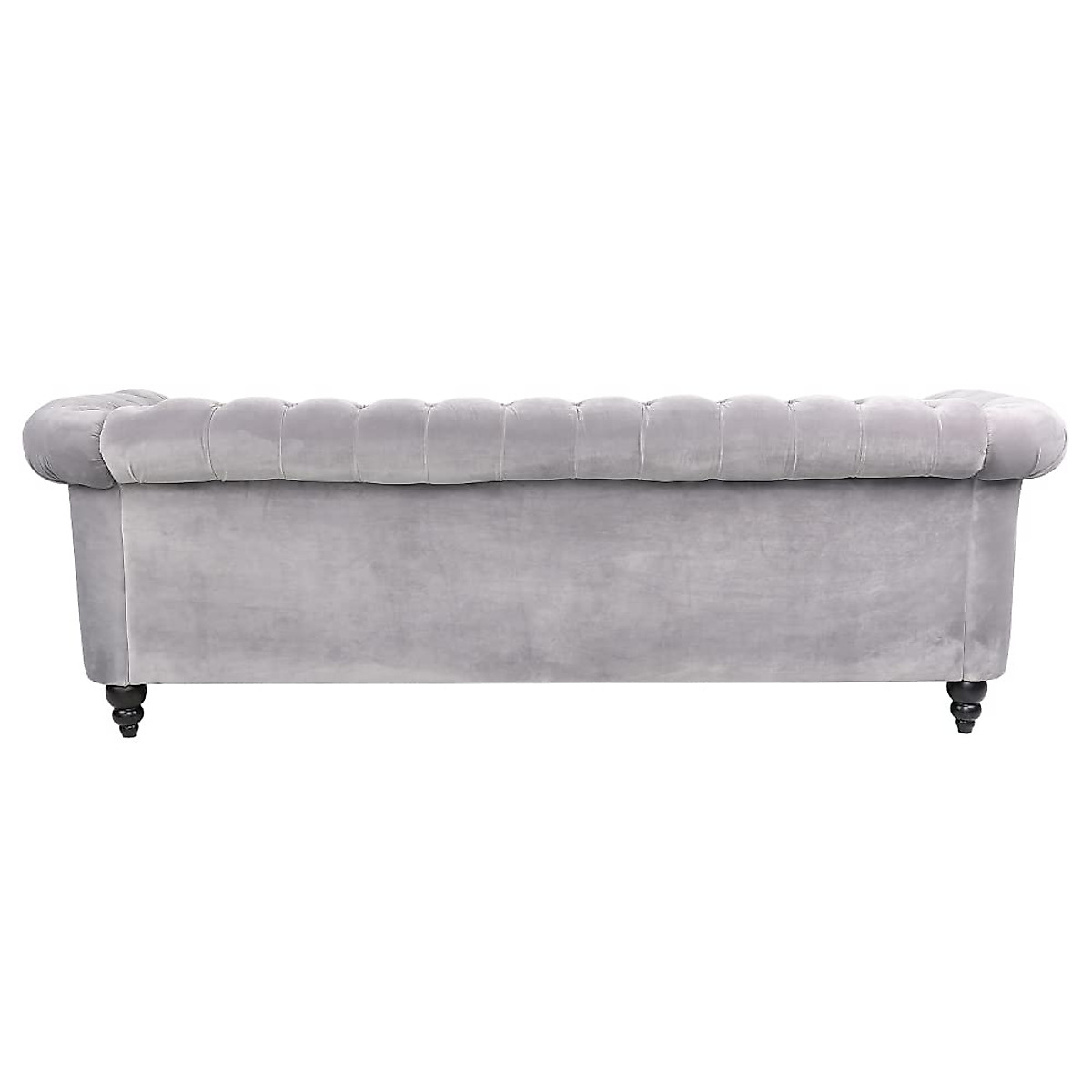 LEVNARY Three-Seat Velvet Sofa, Large Sofa Classic Tufted Chesterfield Settee Sofa Modern 3 Seater Couch Furniture with Tufted Back for Living Room, Dark Grey
