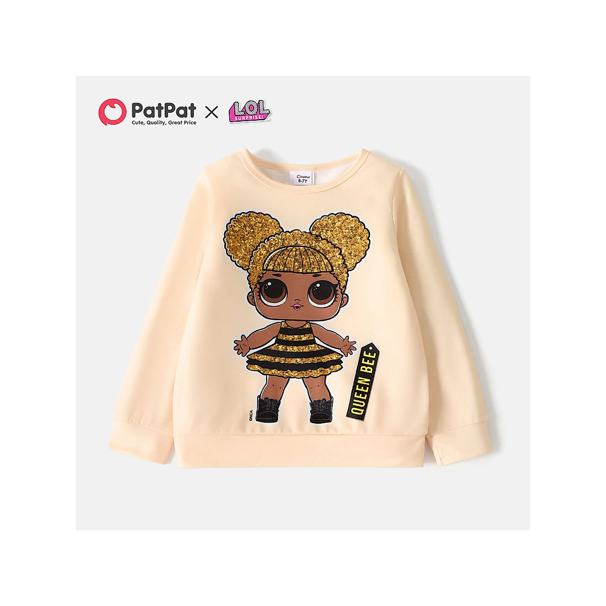 L.O.L. Surprise! Little Big Girls Longsleeve T-Shirt Crewneck Pullover Sweatshirt Apricot 9-10 Years