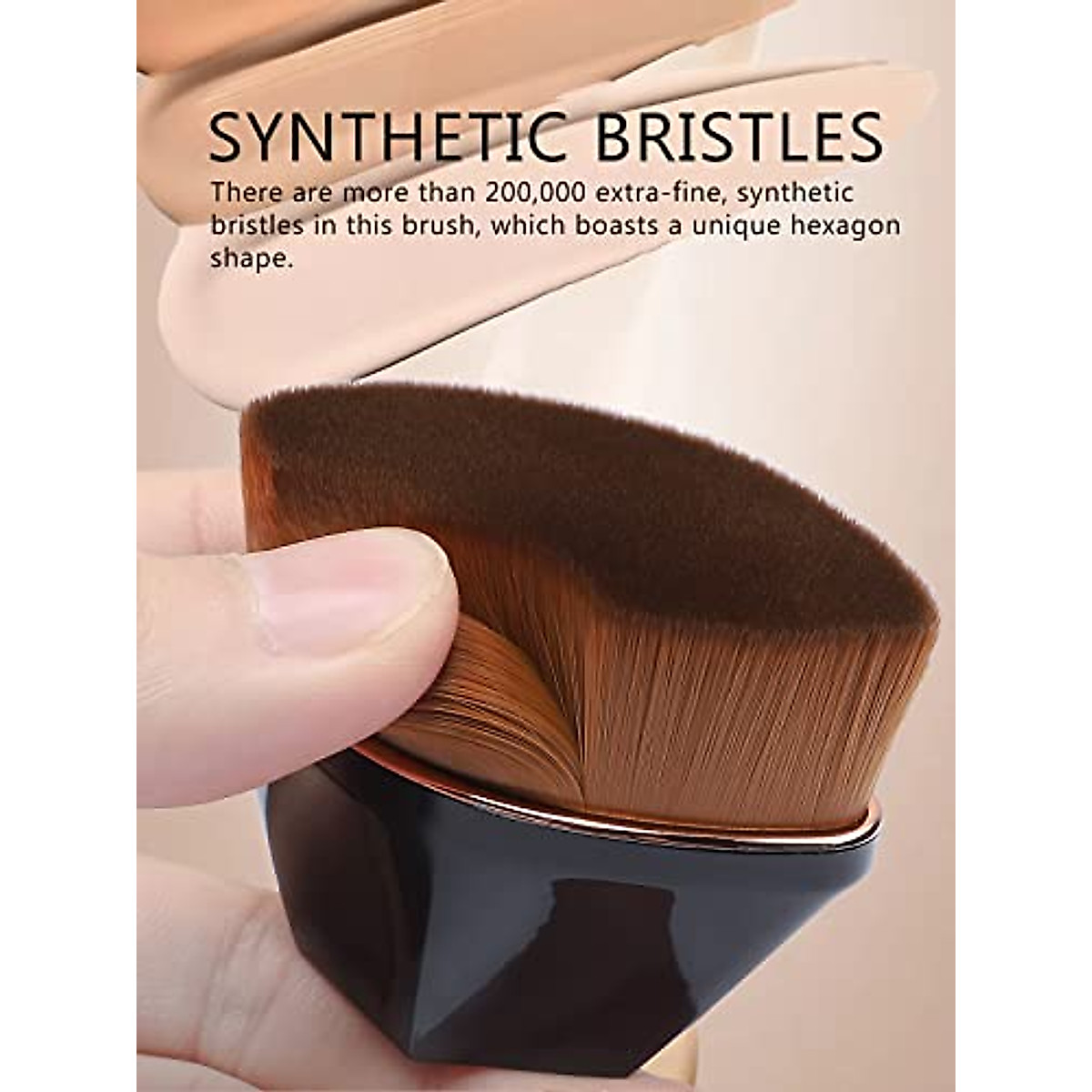 Flat Top Foundation Brush, TEOYALL Flawless Kabuki Brush Face Makeup Brush for Blending Liquid, Cream, Cosmetics with Storage Box (Black)