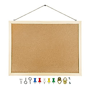 15.7"x12" Cork Board - Oak Wood Frame Pin Board for Walls