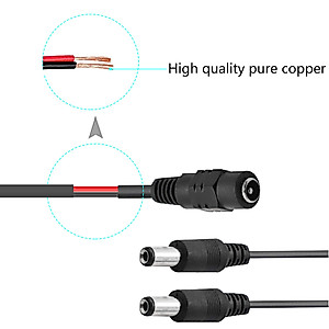GINTOOYUN DC Y Splitter Cable 1 Female to 2 Male,5.5mm x 2.1mm DC Power Extension Adapter Cable,for CCTV Surveillance Cameras,Surveillance Routers,DVR,and More（2PCS