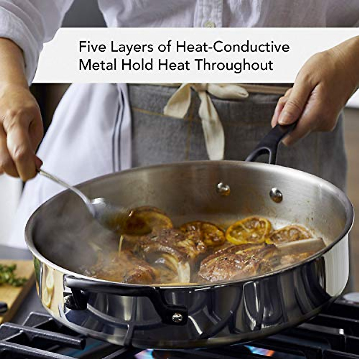 KitchenAid 5-Ply Clad Stainless Steel Cookware Pots and Pans Set, 10 Piece, Polished Stainless